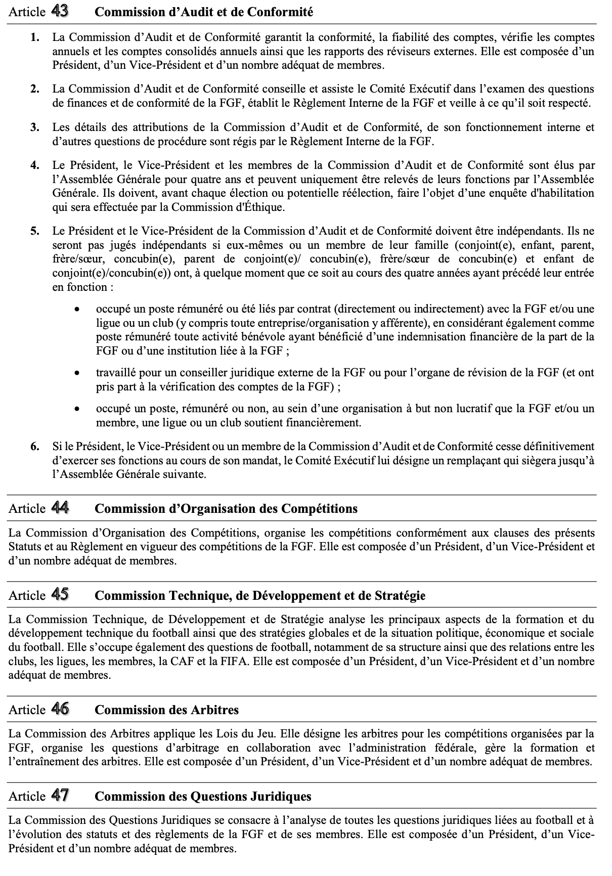 COMMISSIONS PERMANENTES - FEGUIFOOT