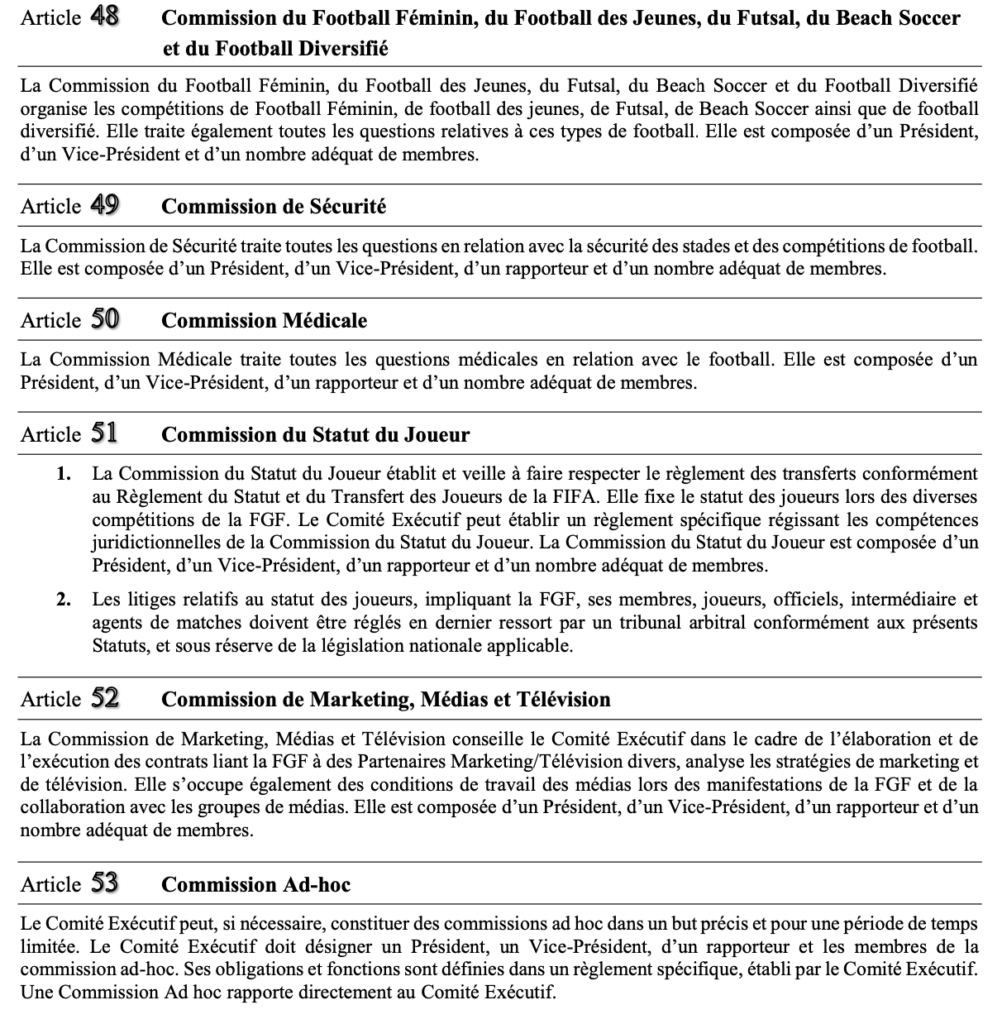 COMMISSIONS PERMANENTES - FEGUIFOOT