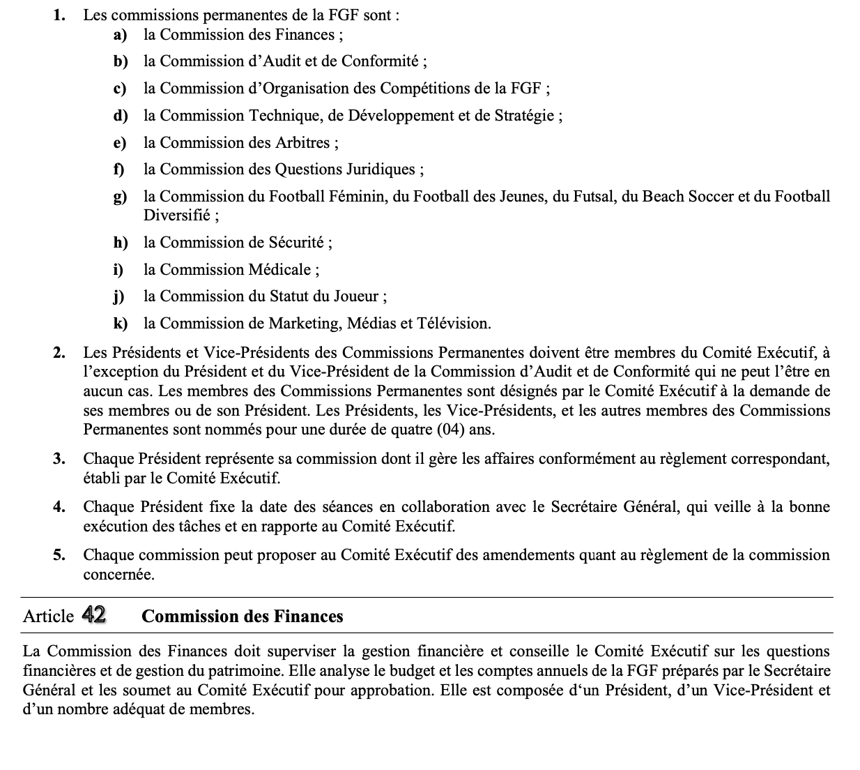 COMMISSIONS PERMANENTES - FEGUIFOOT